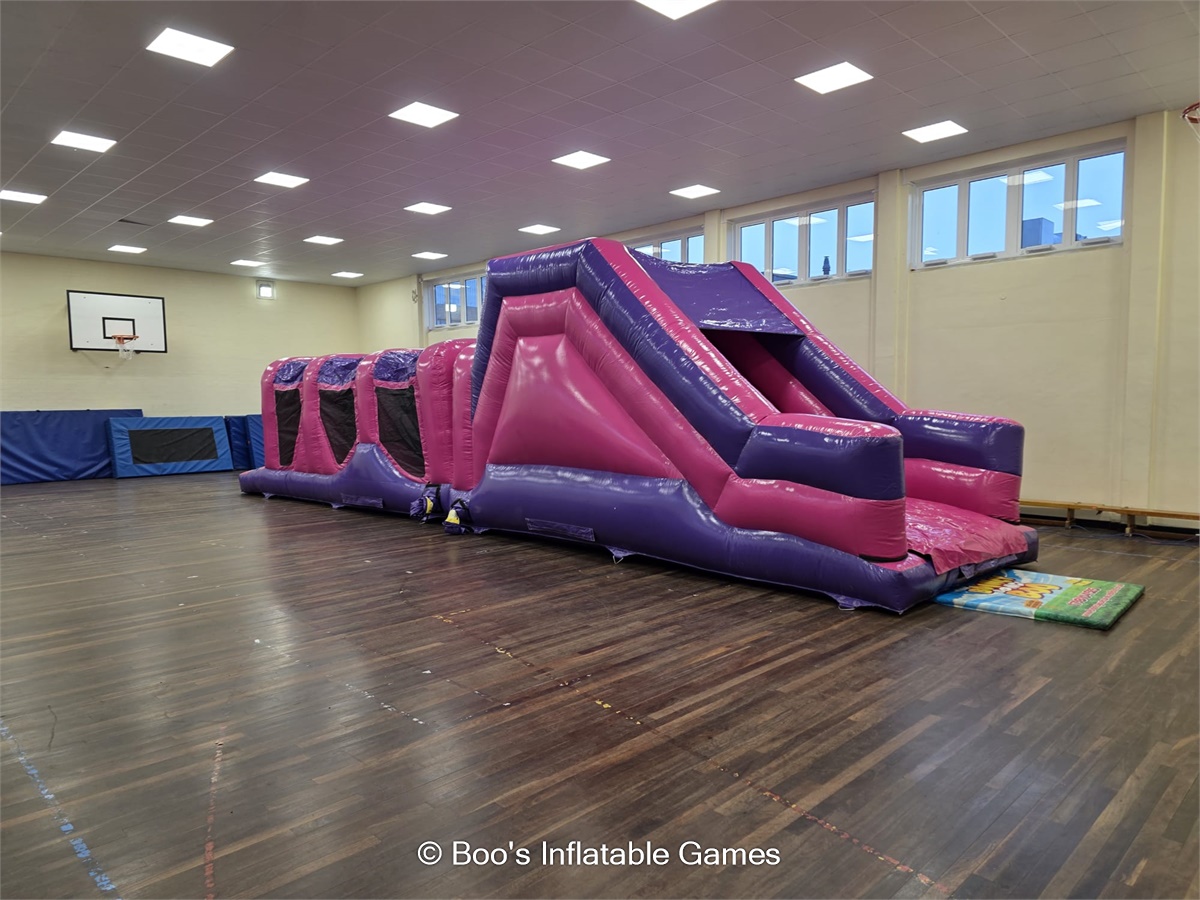 Assault Course 40ft x 11ft (Pink and Purple Energy) - Bouncy Castle ...
